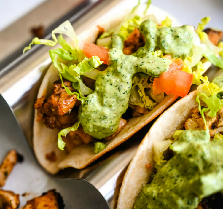 Chicken Tacos with Creamy Cilantro Sauce | Kay's Clean Eats